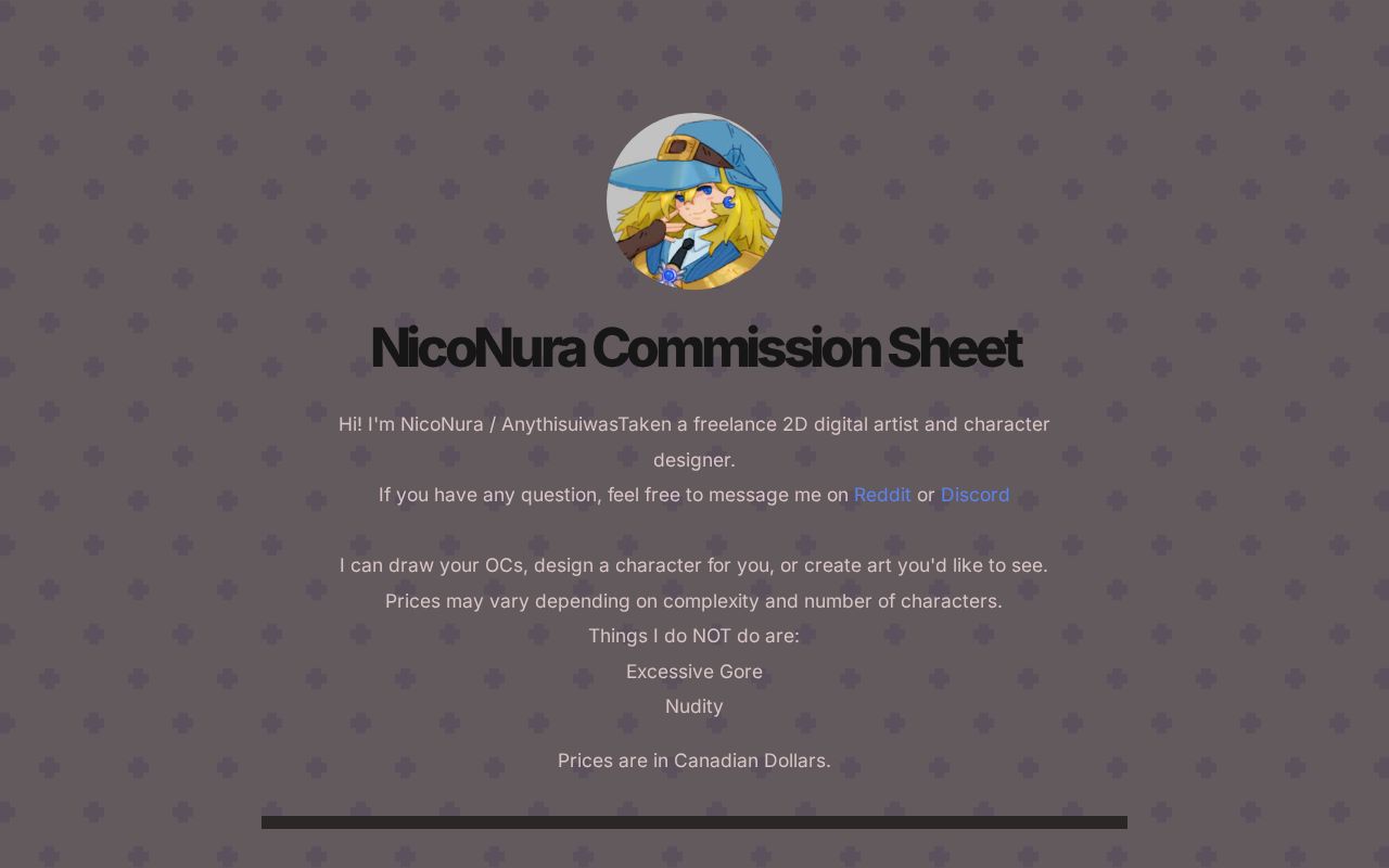 NicoNura Commission Sheet